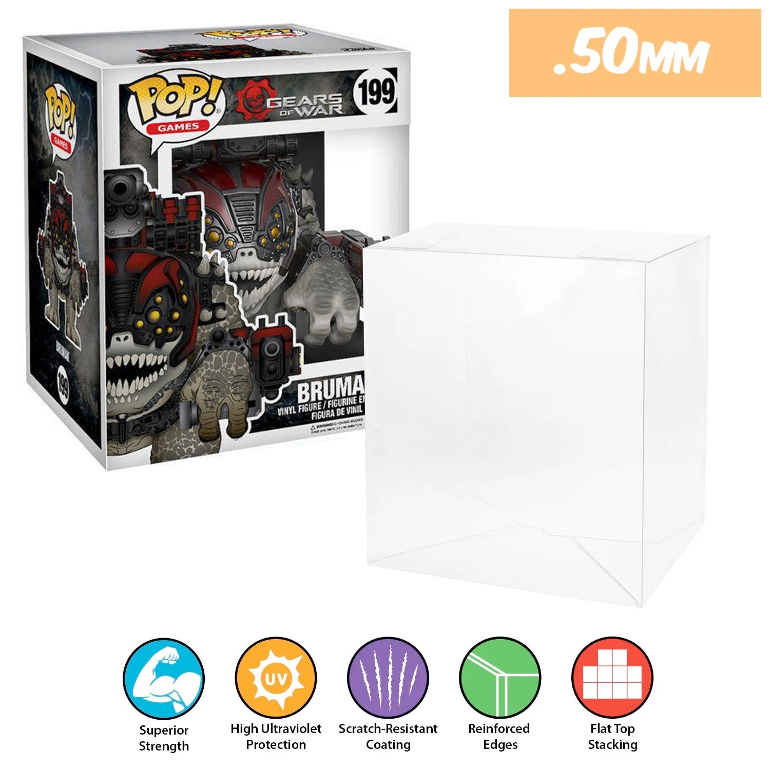Funko POP! 6 inch Gears of War Brumak #199 Pop Protector Size CONFIRMED ...