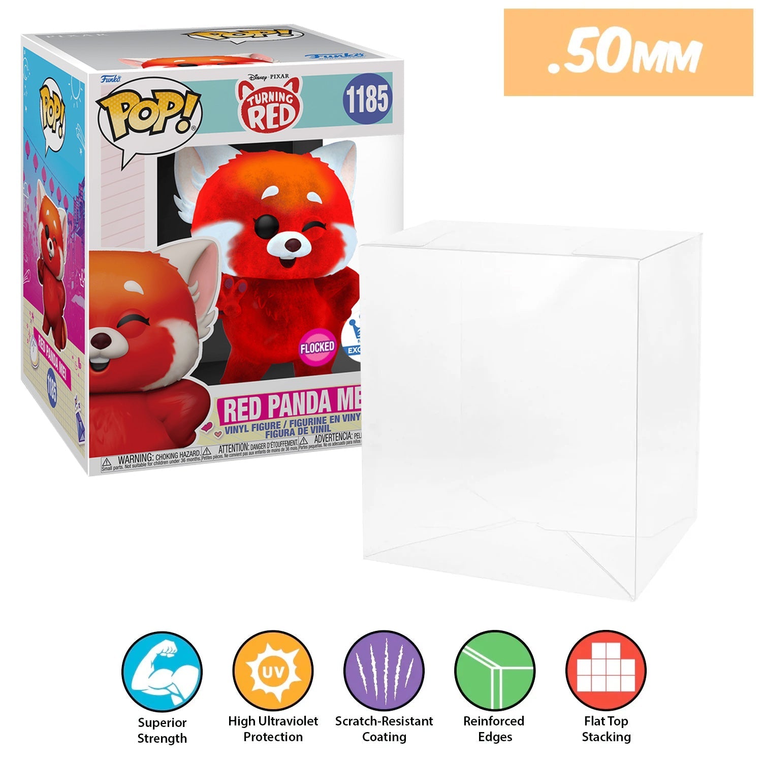 Funko POP! 6 inch Red Panda Mei Flocked #1185 Pop Protector Size ...