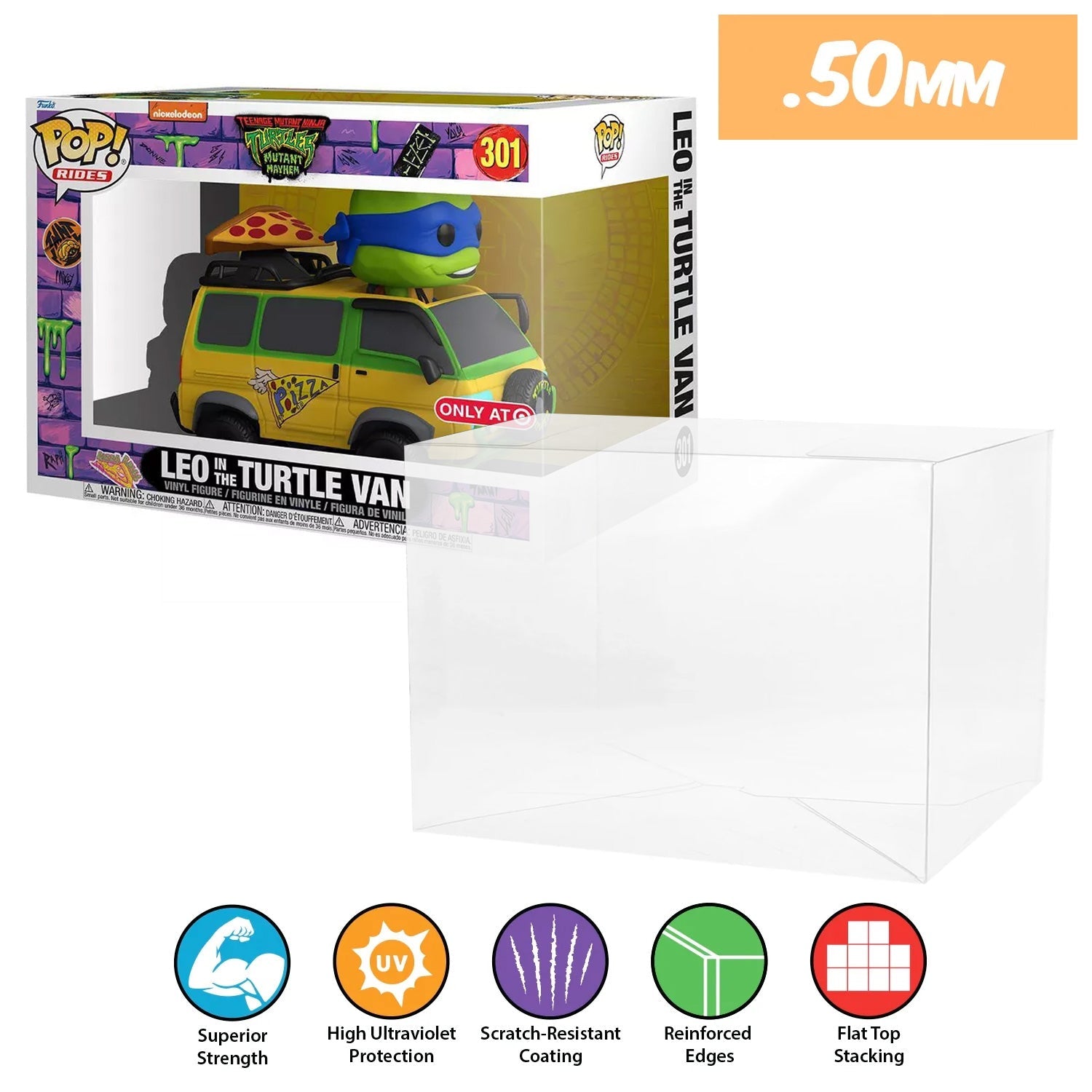 Funko POP! Rides Leo in the Turtle Van #301 Pop Protector Size ...