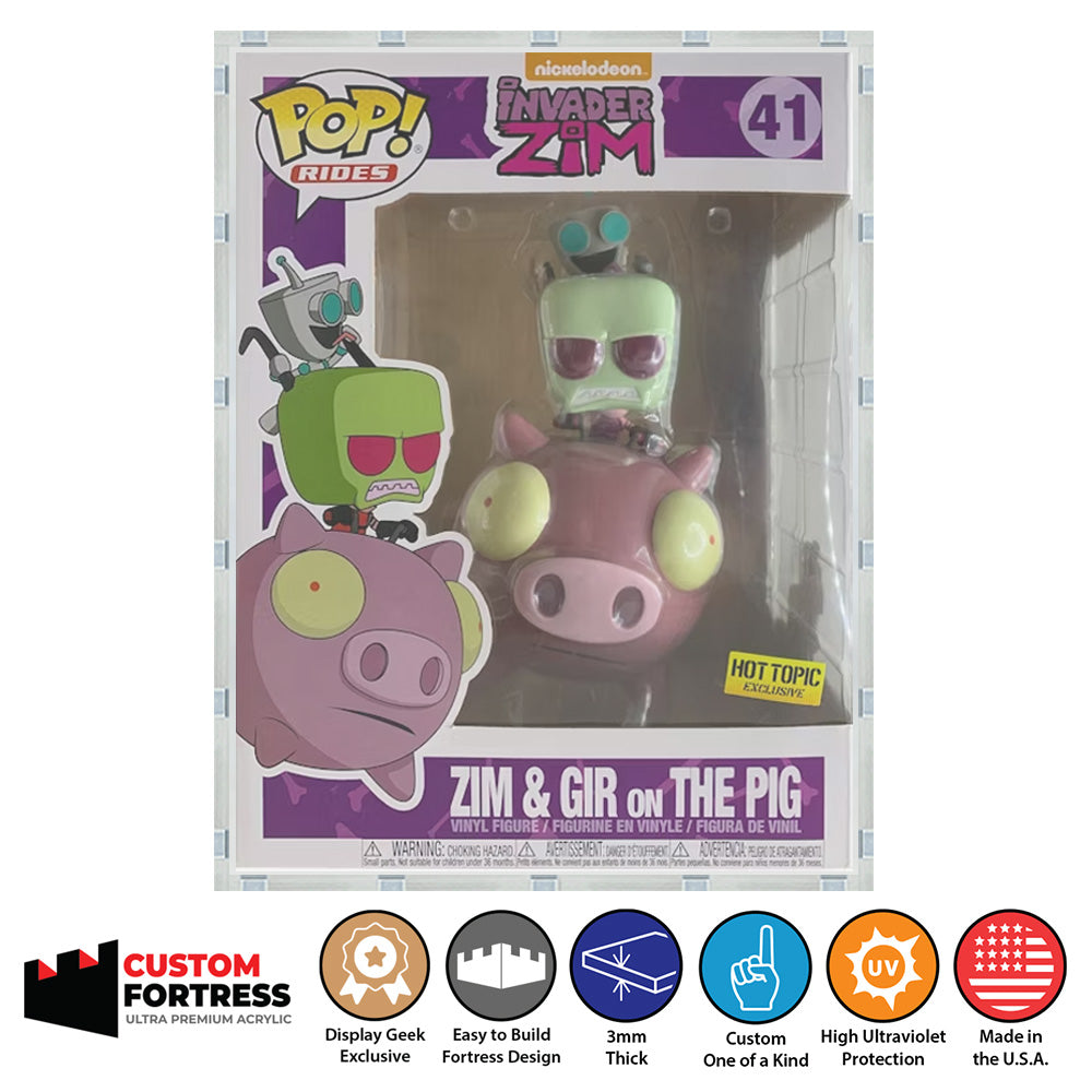Custom Acrylic Hard Case for POP RIDES ZIM & GIR ON PIG #41 Funko Pop ...