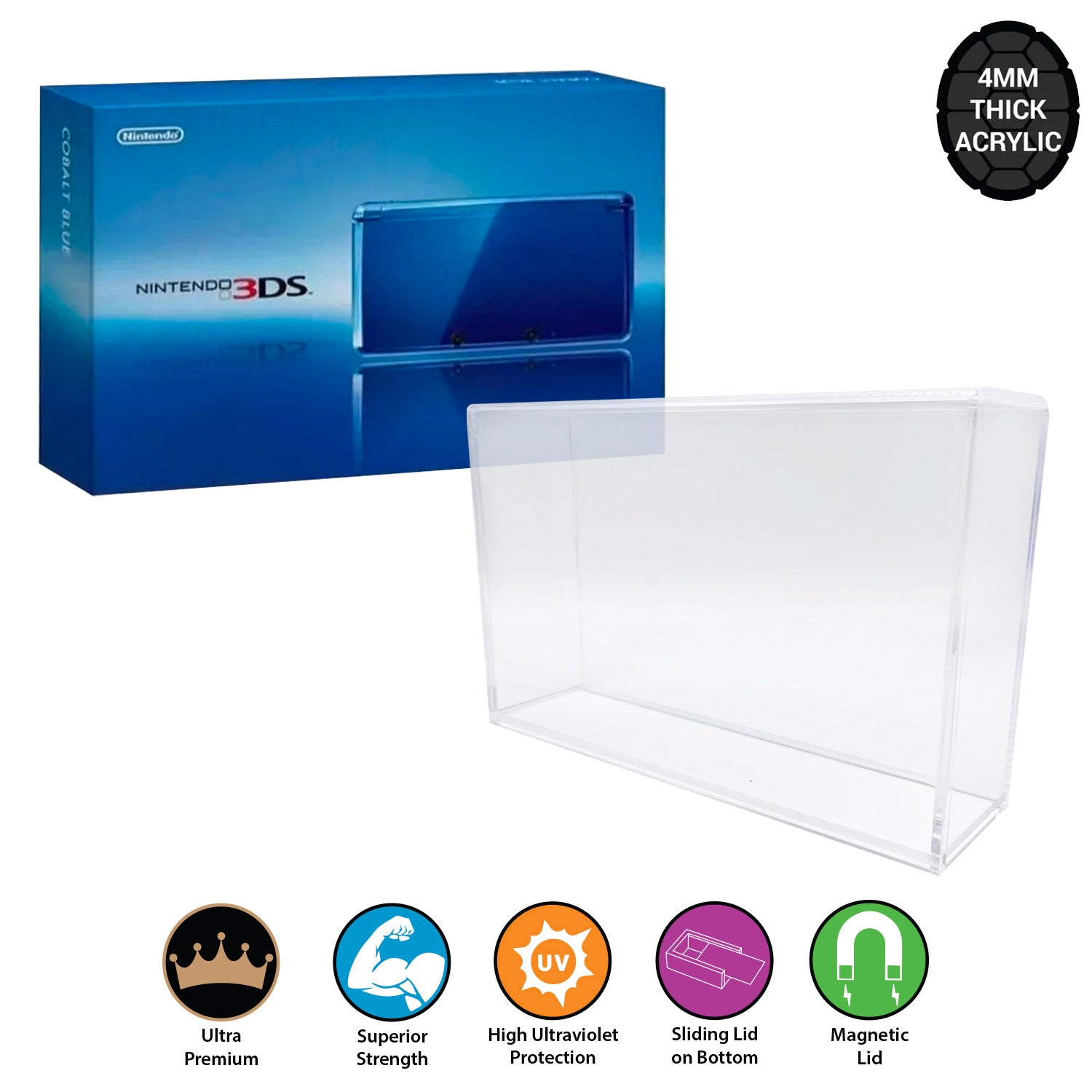 Acrylic Hard Case for NINTENDO 3DS Video Game Console Box (4mm thick ...