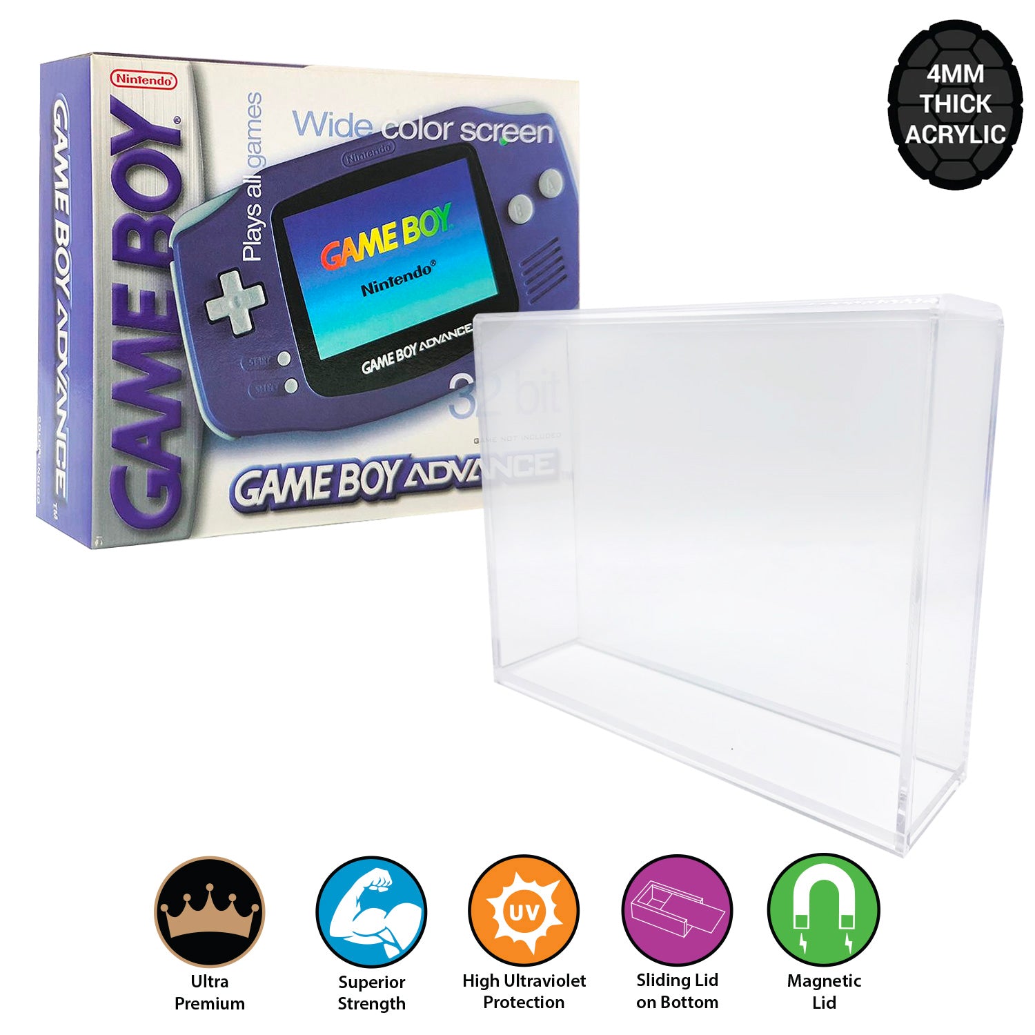 Acrylic Hard Case for GAME BOY ADVANCE Video Game Console Box (4mm thi ...