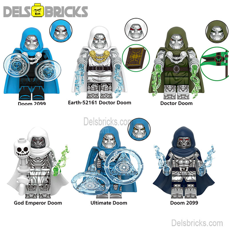 Set of 6 - Dr Doom (Marvel) - Custom Building Blocks Mini Figures Comp ...