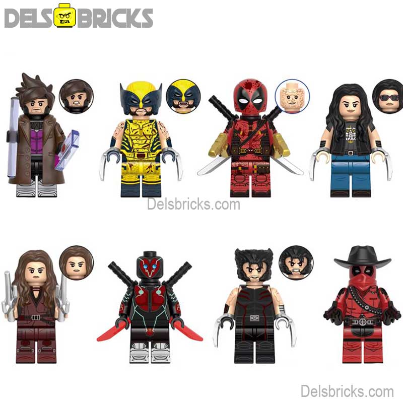 Set of 8 (Marvel Deadpool & Wolverine Movie) - Custom Building Blocks ...