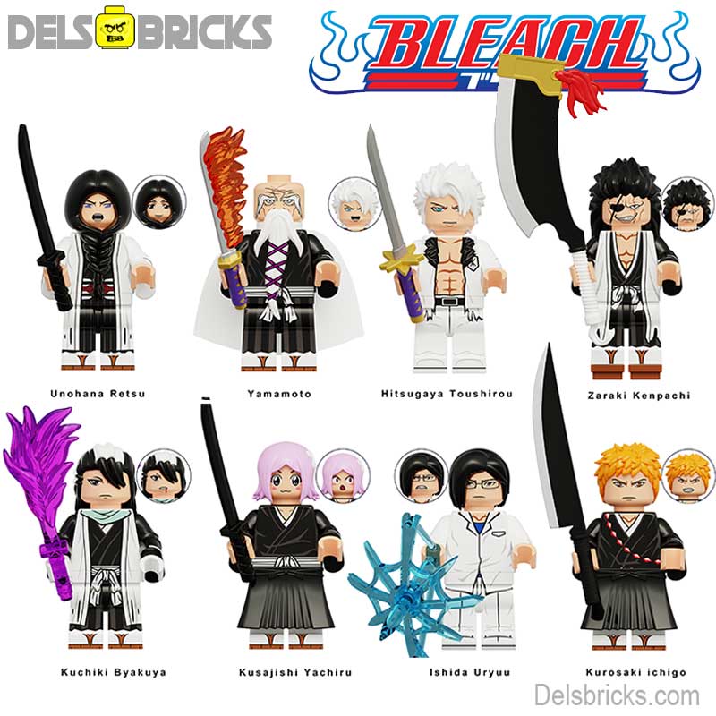 Set of 8 (Bleach) - Custom Building Blocks Mini Figures Compatible wit ...