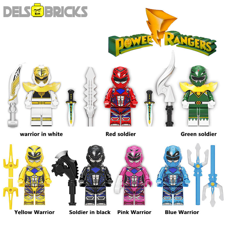 Set of 7 - The Mighty Morphin Power Rangers - Custom Building Blocks M ...