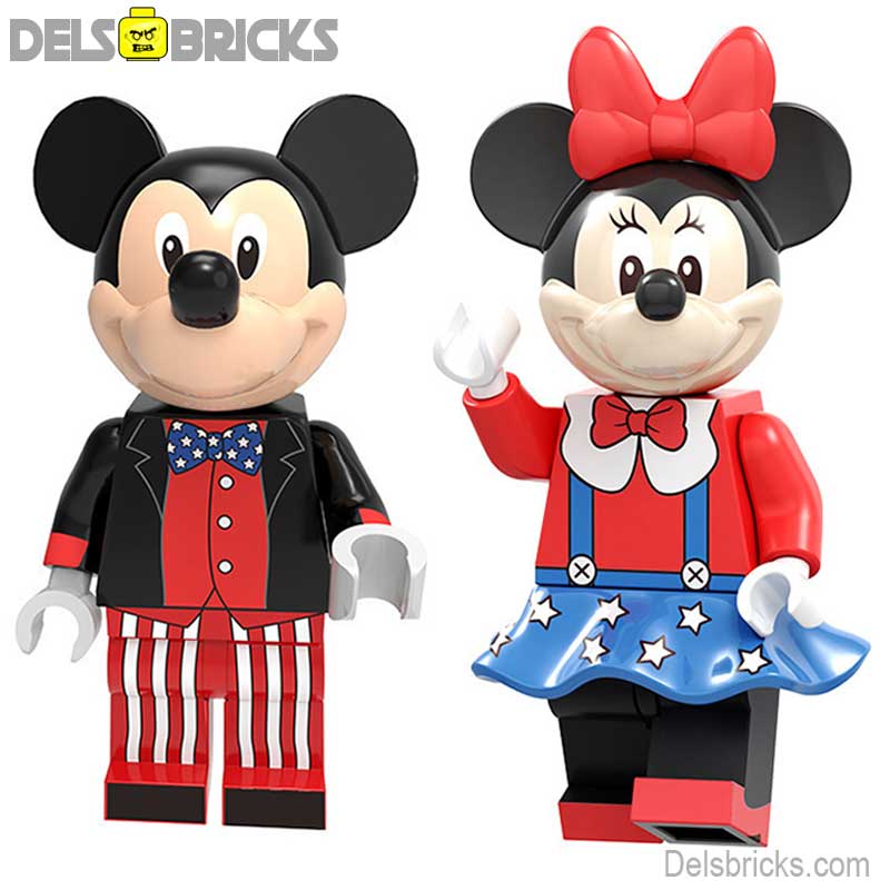 Set of 2 - Mickey & Minnie Mouse (Disney) - Custom Building Blocks Min ...