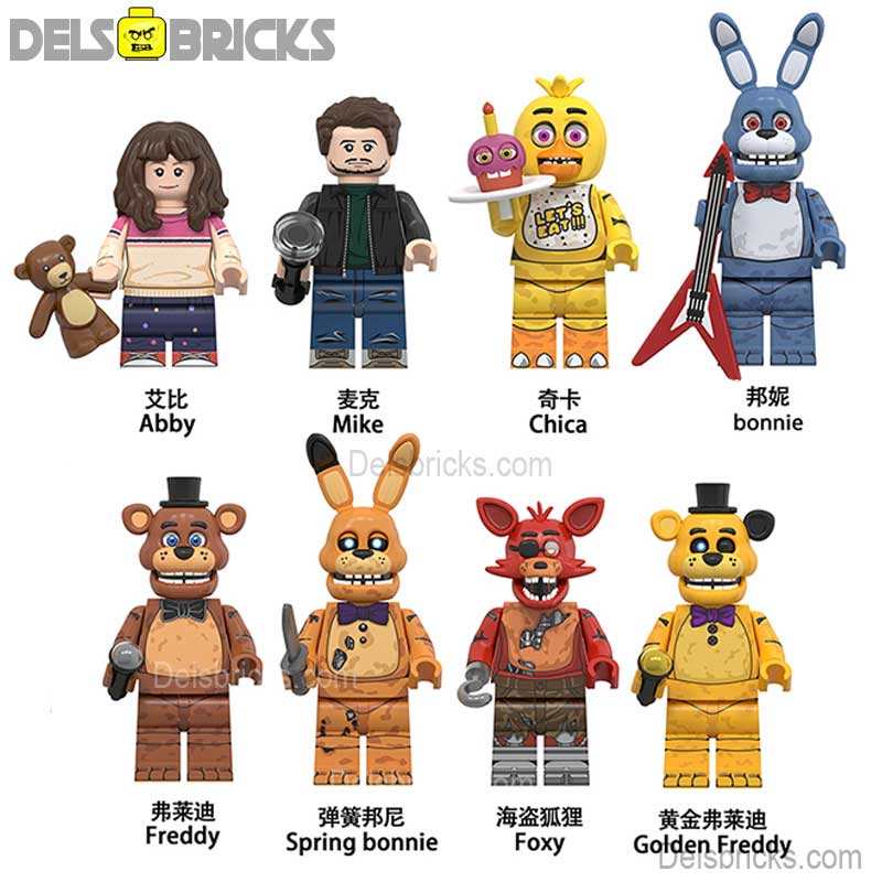 Set of 8 (Five Nights at Freddy's) - Custom Building Blocks Mini Figur ...