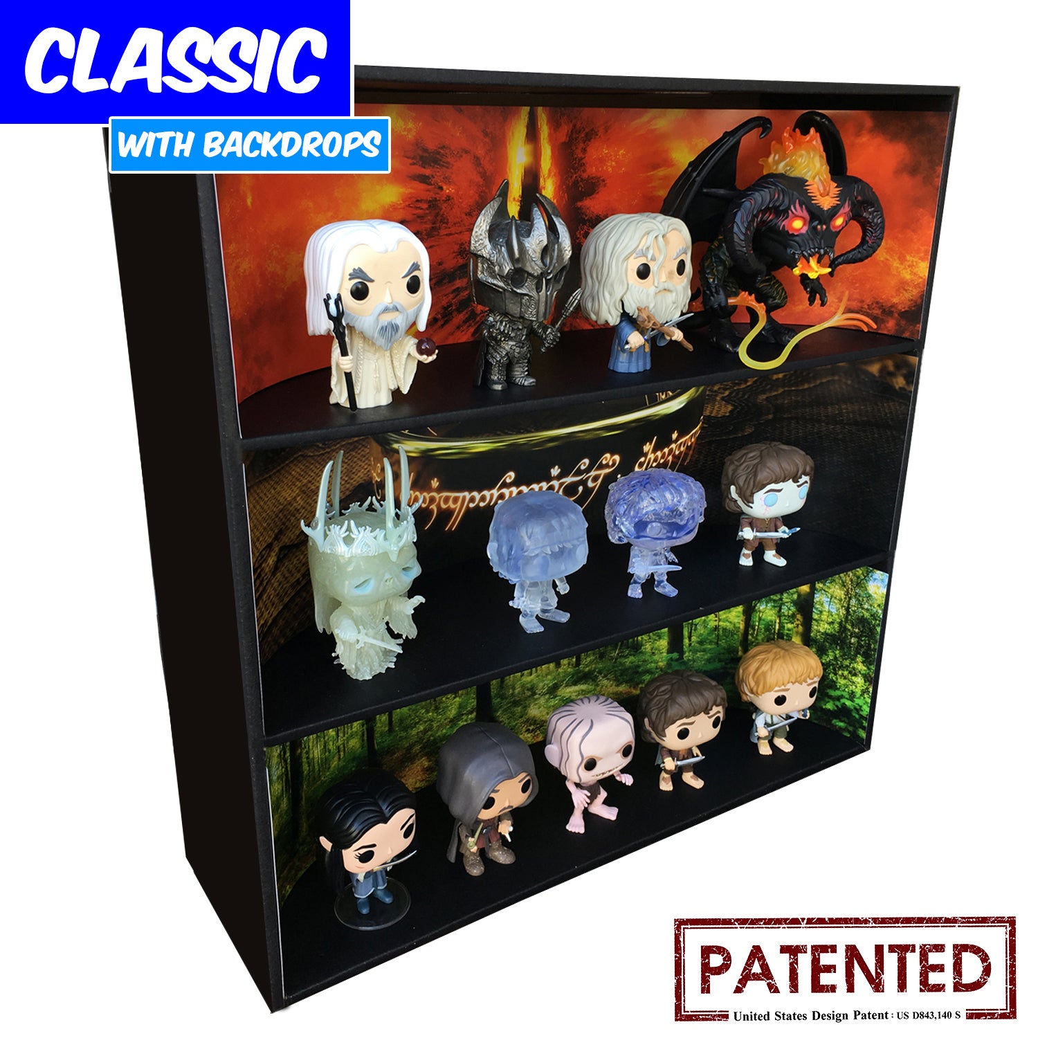Funko Display with 3 Lord of the Rings Backdrop Inserts Included ...