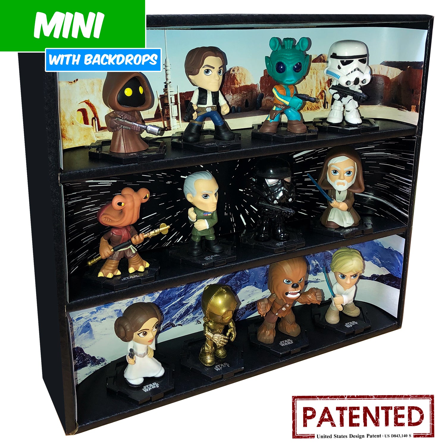 Star Wars Themed Mystery Mini Black Display Shelf for Lightweight Vinyl ...