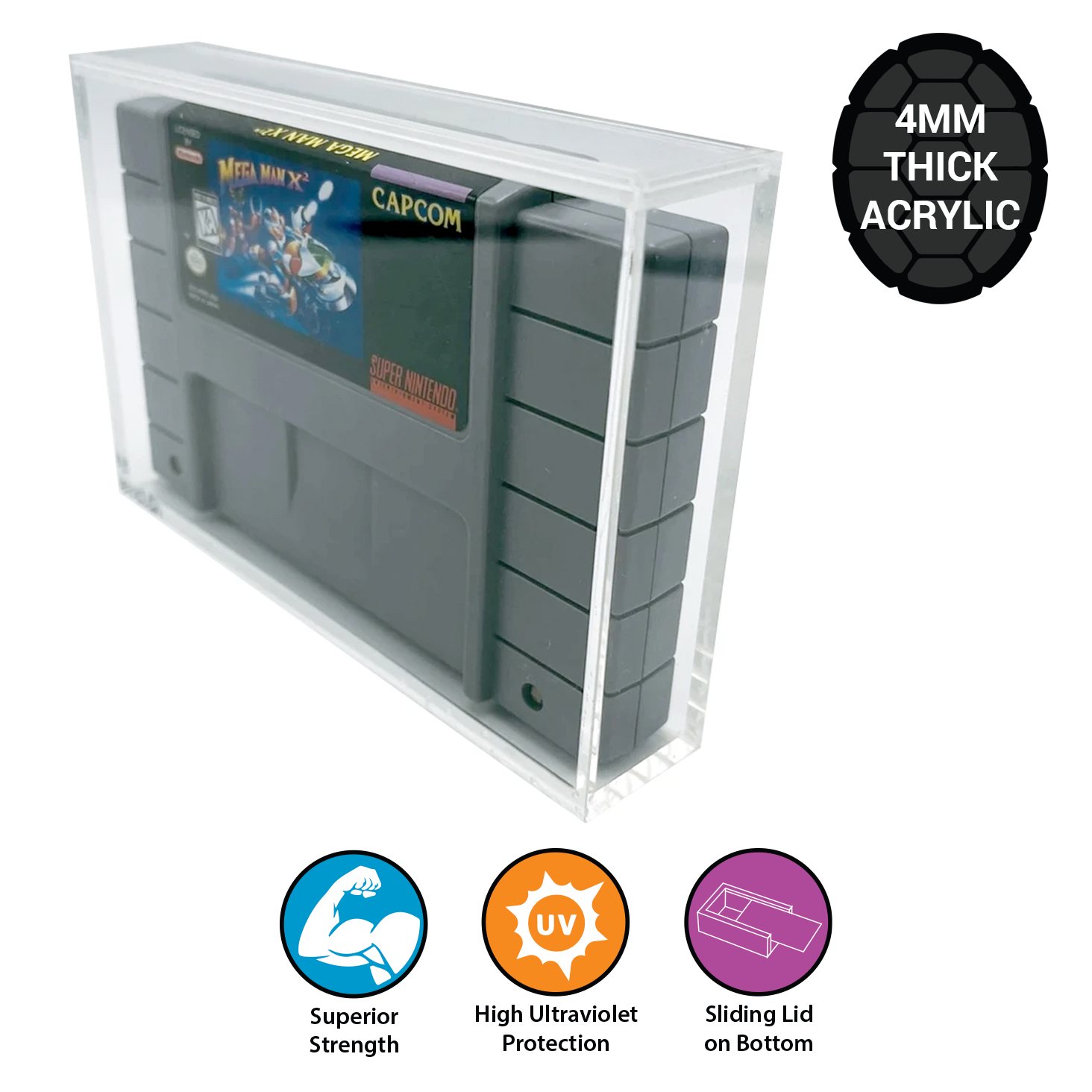 VIDEO GAME ACRYLIC Case for SNES Game Cartidge, 4mm thick (UV Resistan ...